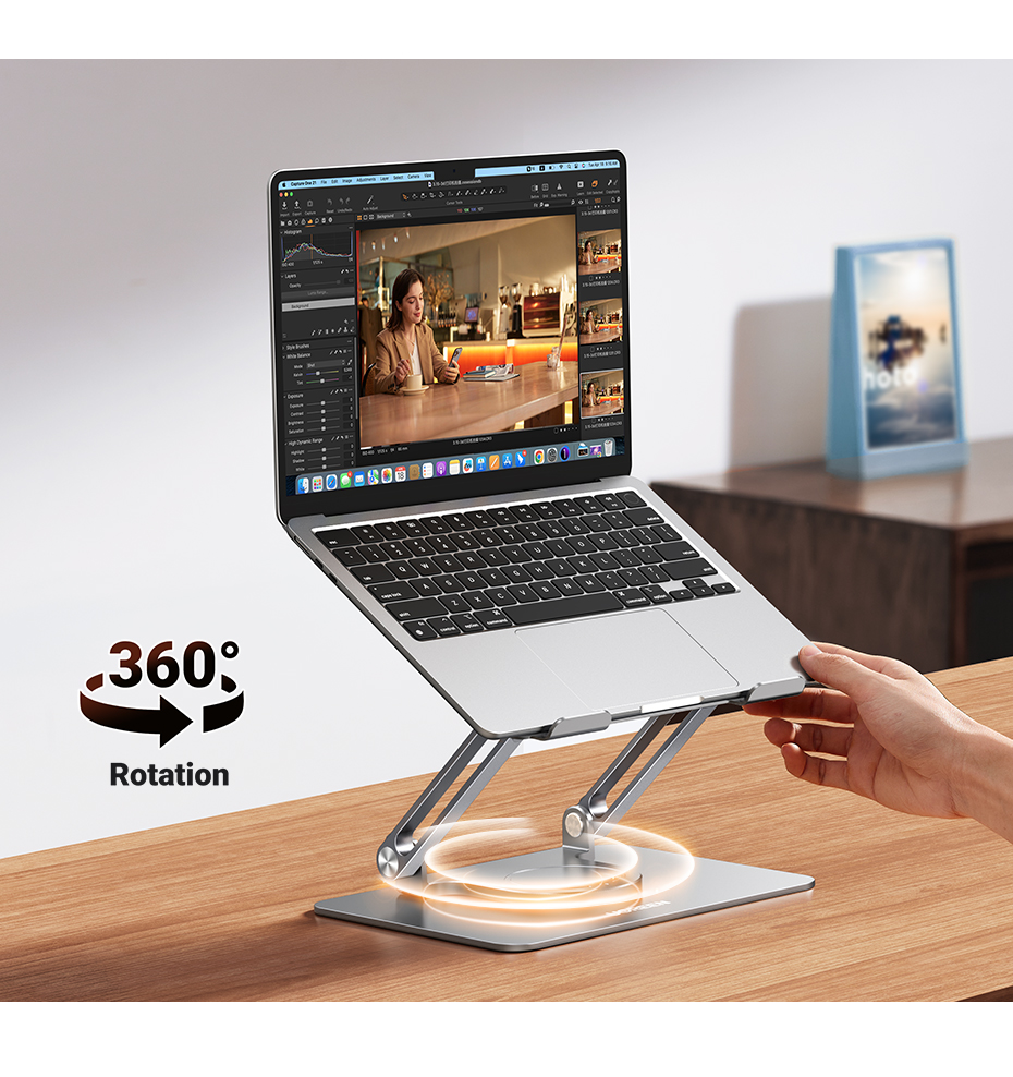 UGREEN Laptop Stand for Desk Adjustable 360° Rotating Base Compatible ...