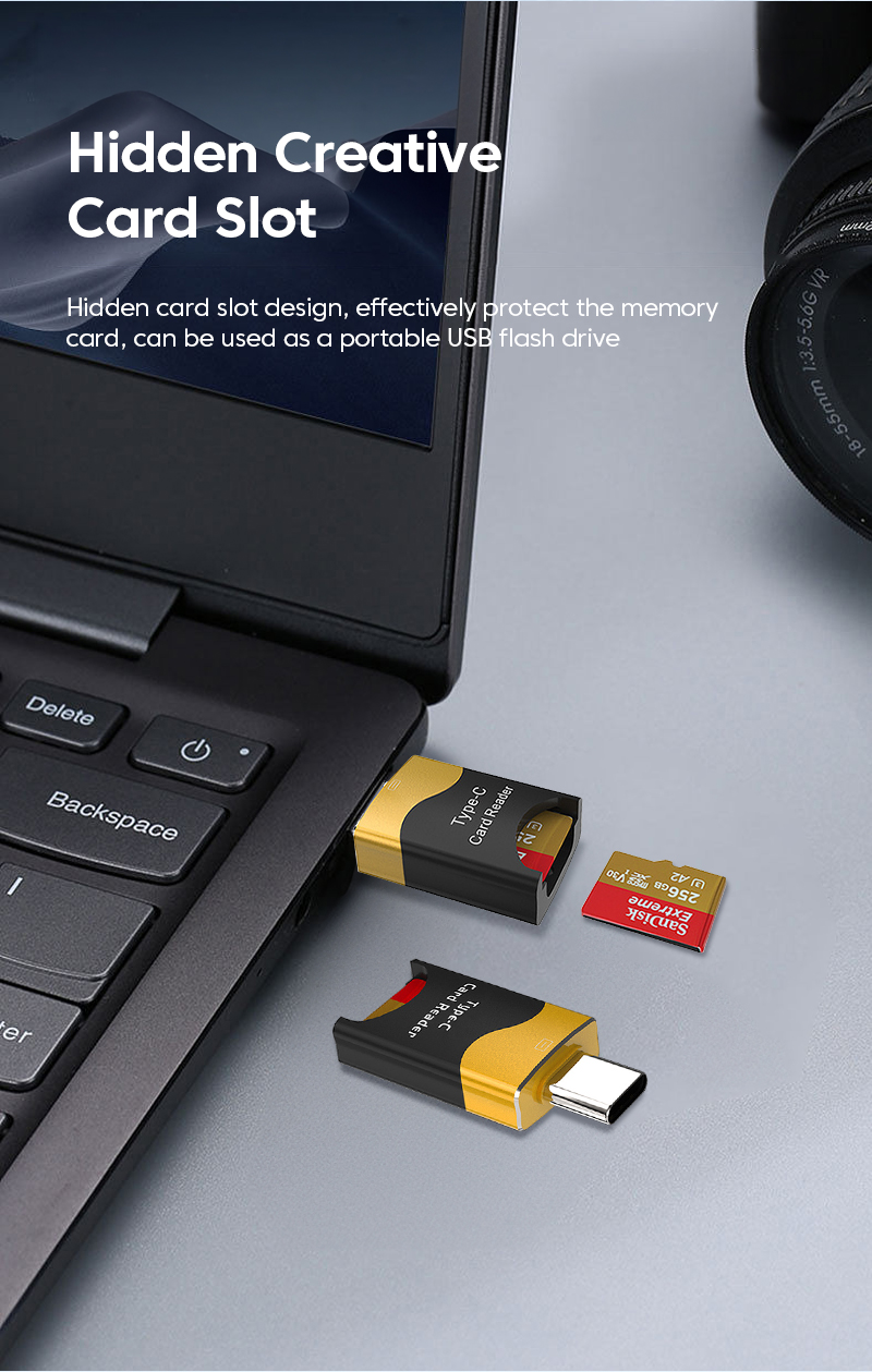 Type C To Micro-SD TF Card Reader Adapter OTG Smart Memory Card Reader ...