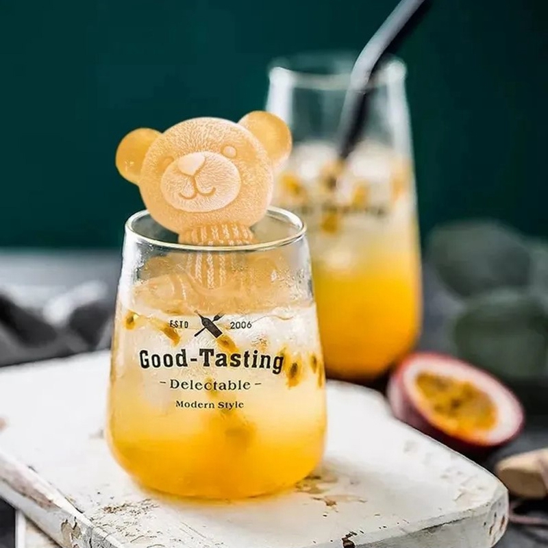 4 Grid Ice Cube Tray Cute Bear Shape Ice Block Mold Silicone Ice Maker ...