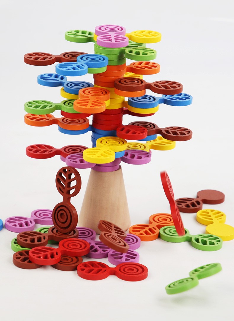 Wooden Balancing Stacking Toys for Kids 3-5, Wooden Tree Stacking ...