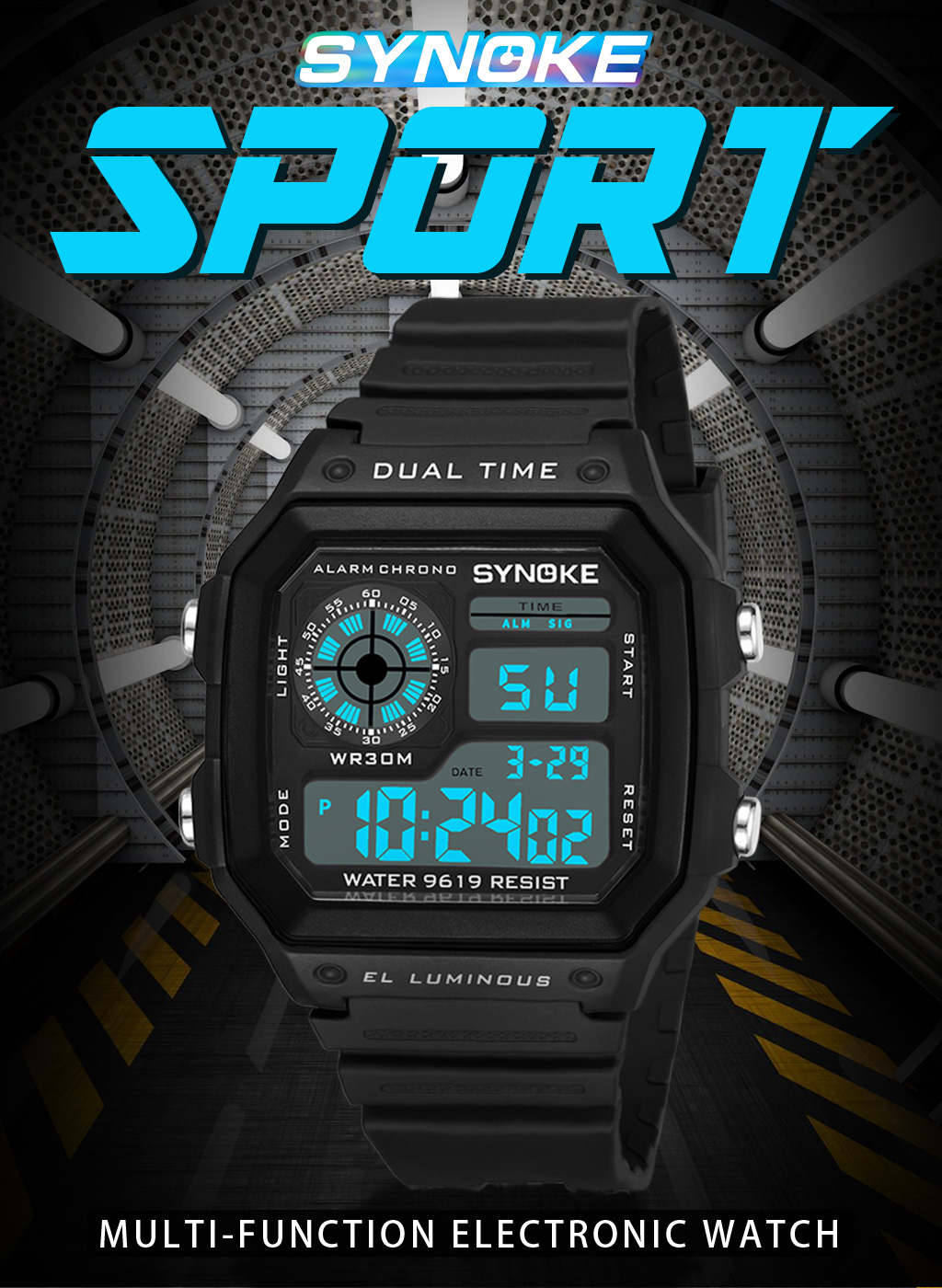 Luxury Waterproof SYNOKE Men's Sports Watch - Classic Fashion Timepiece ...