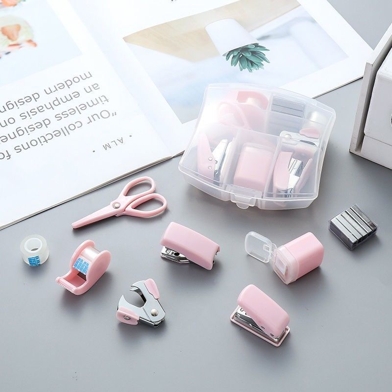 Mini Stapler Staple Paper Punch Tape Machine Set Ins Korean ...