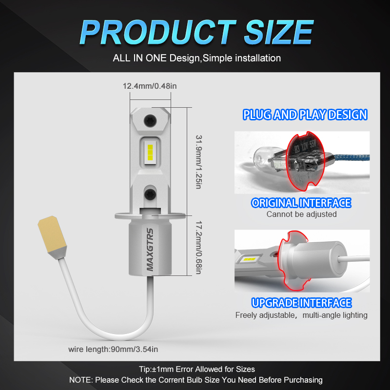 MAXGTRS 2pcs H3 Super Led Bulbs 80w Auto lights car led bulbs Car Light ...