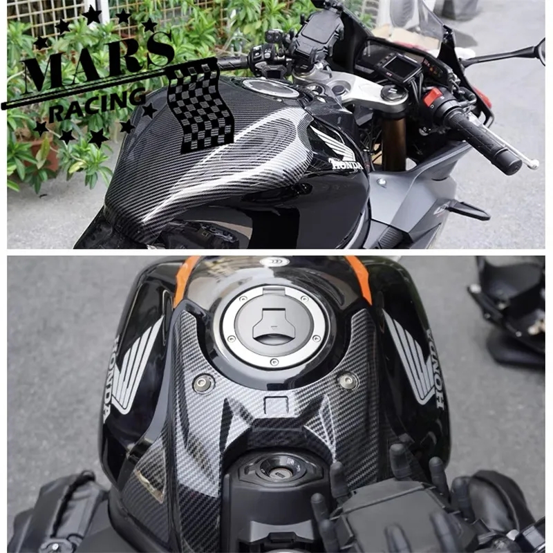 Motorcycle Carbon fiber pattern Tank Pad Sticker Tank Protect Cover ...