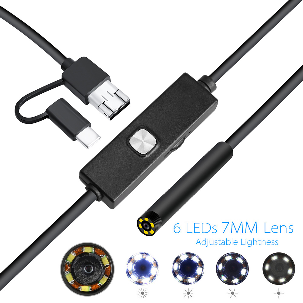 Endoscope 0.3MP Endoscope 3 in 1 Endoscope with Adjustable LEDs 1/2/5 ...