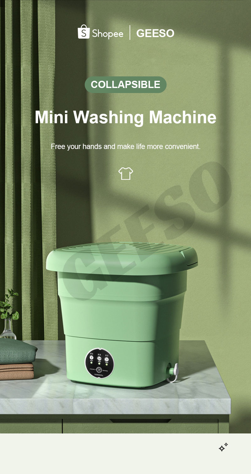 GEESO Mesin Basuh Mini Washing Machine Portable Foldable Folding Travel ...