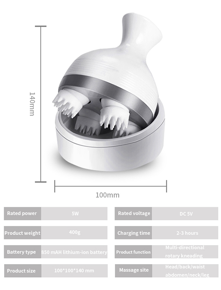 USB Electric Head Scalp Massager Rechargeable Claw Head Pet Human ...