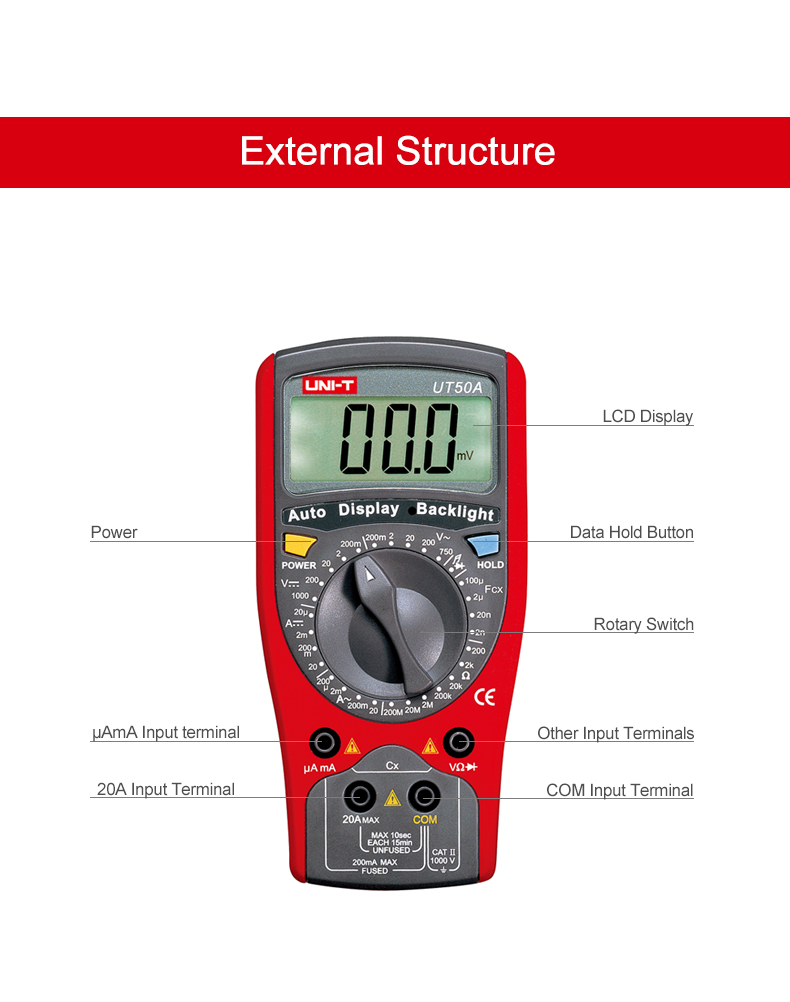 UNI-T UT50A Digital Multimeter 750V AC 1000V DC Voltmeter 20A AC DC ...