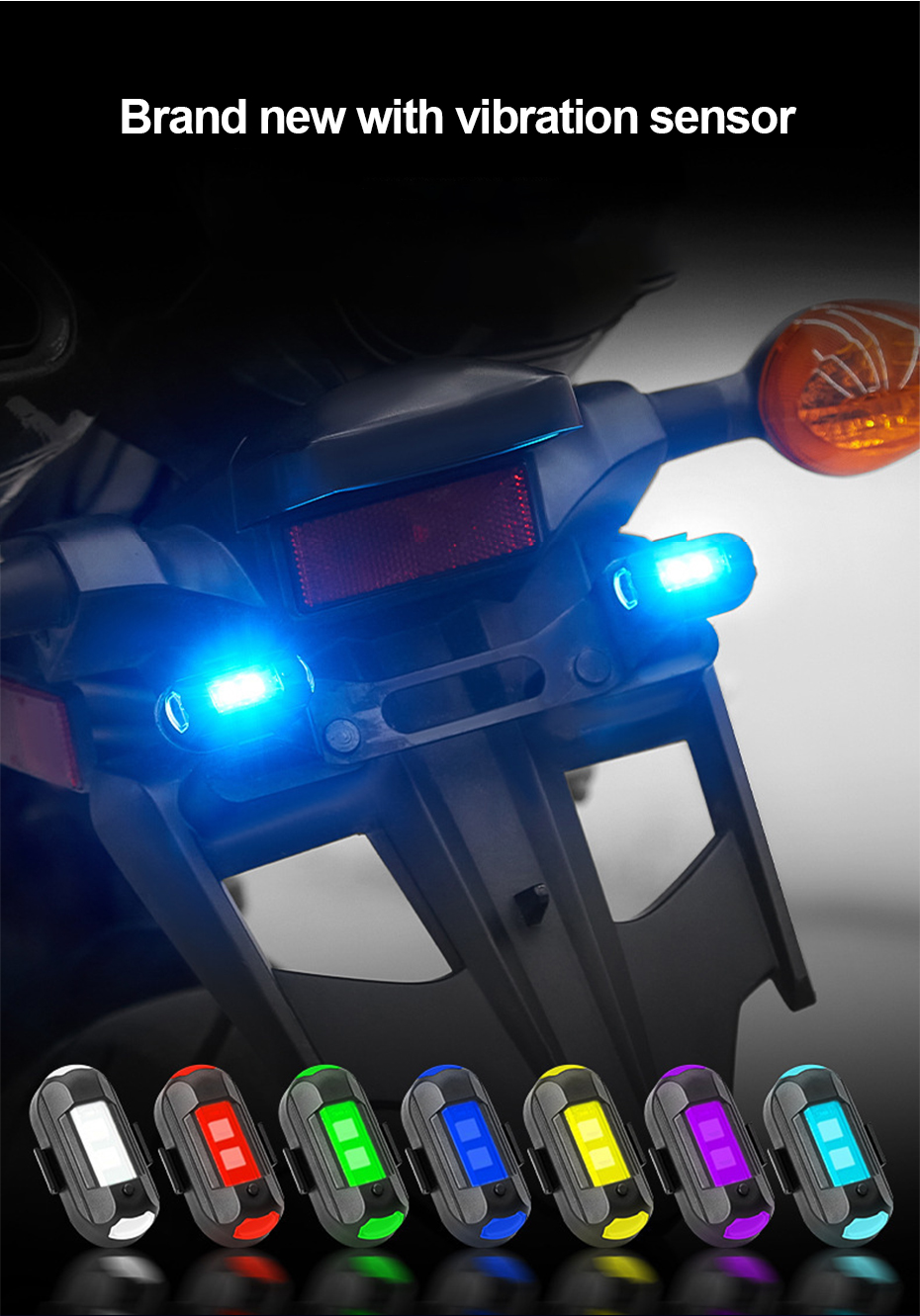 SEAMETAL Motorcycle Light LED RGB Warning Light Universal Mini Signal ...