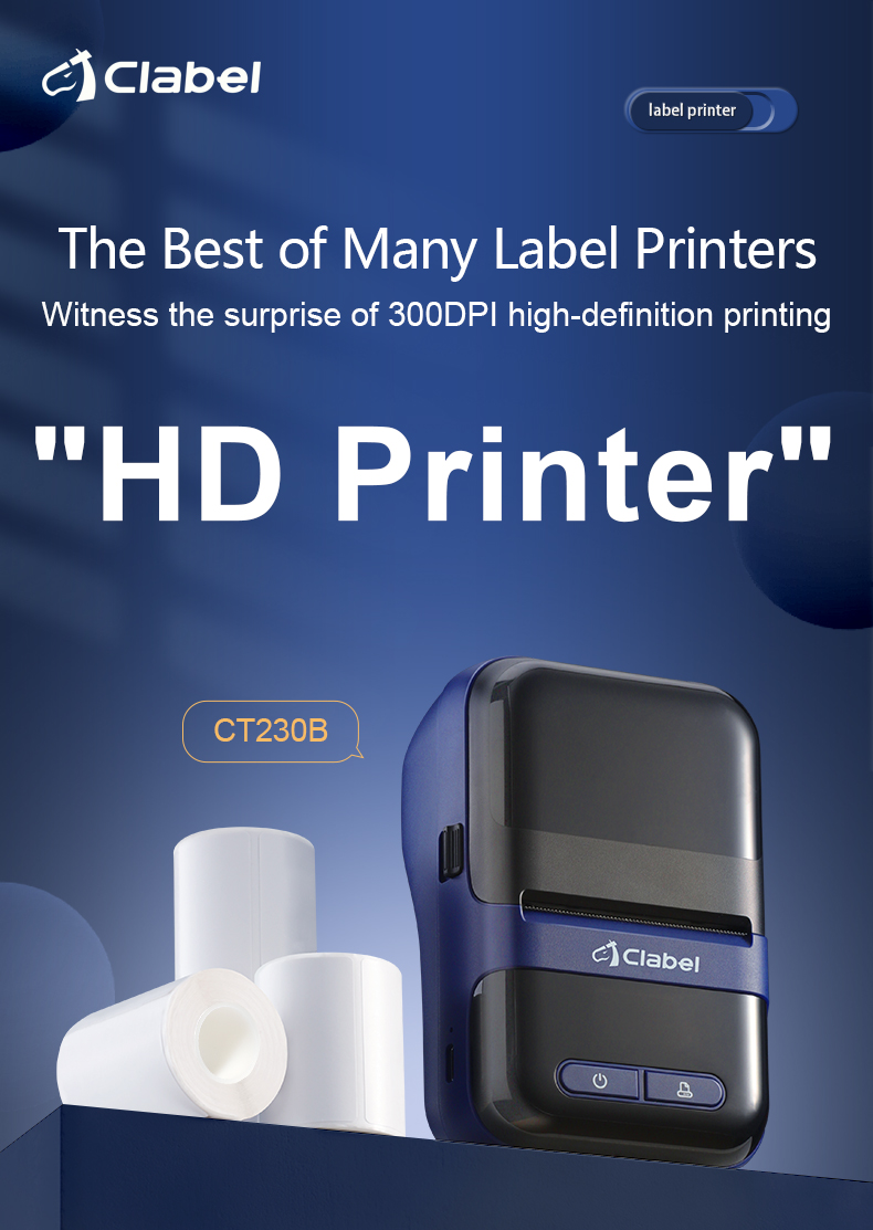CLABEL 230B HD Label Printer, Sticker Printer, 300DPI Label Maker, Mini ...