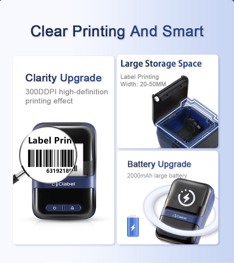CLABEL 230B HD Label Printer, Sticker Printer, 300DPI Label Maker, Mini ...