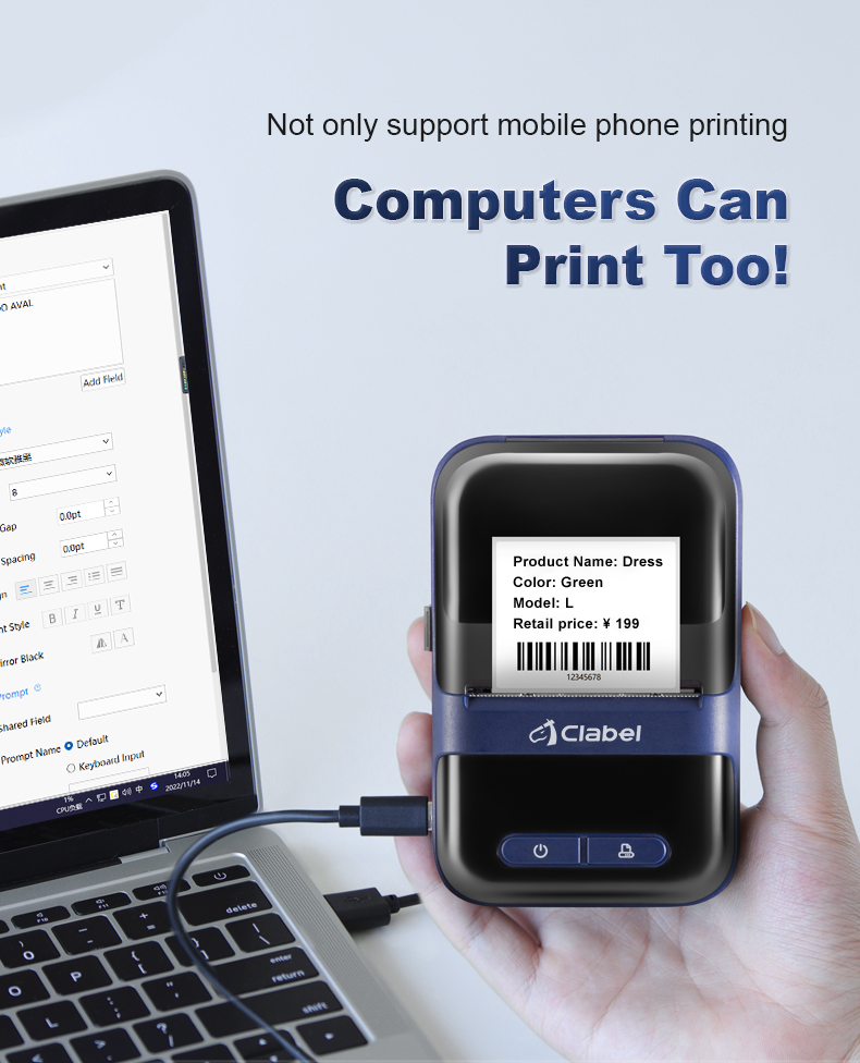 CLABEL 230B HD Label Printer, Sticker Printer, 300DPI Label Maker, Mini ...