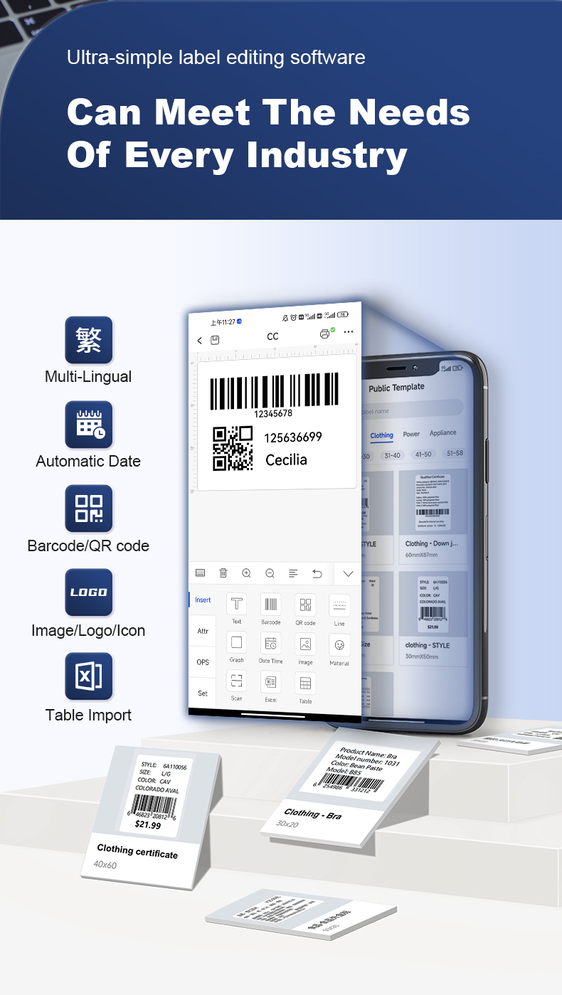 CLABEL 230B HD Label Printer, Sticker Printer, 300DPI Label Maker, Mini ...