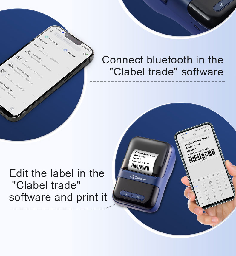 CLABEL 230B HD Thermal Printer, Mini Sticker Printer, Label Printer For ...