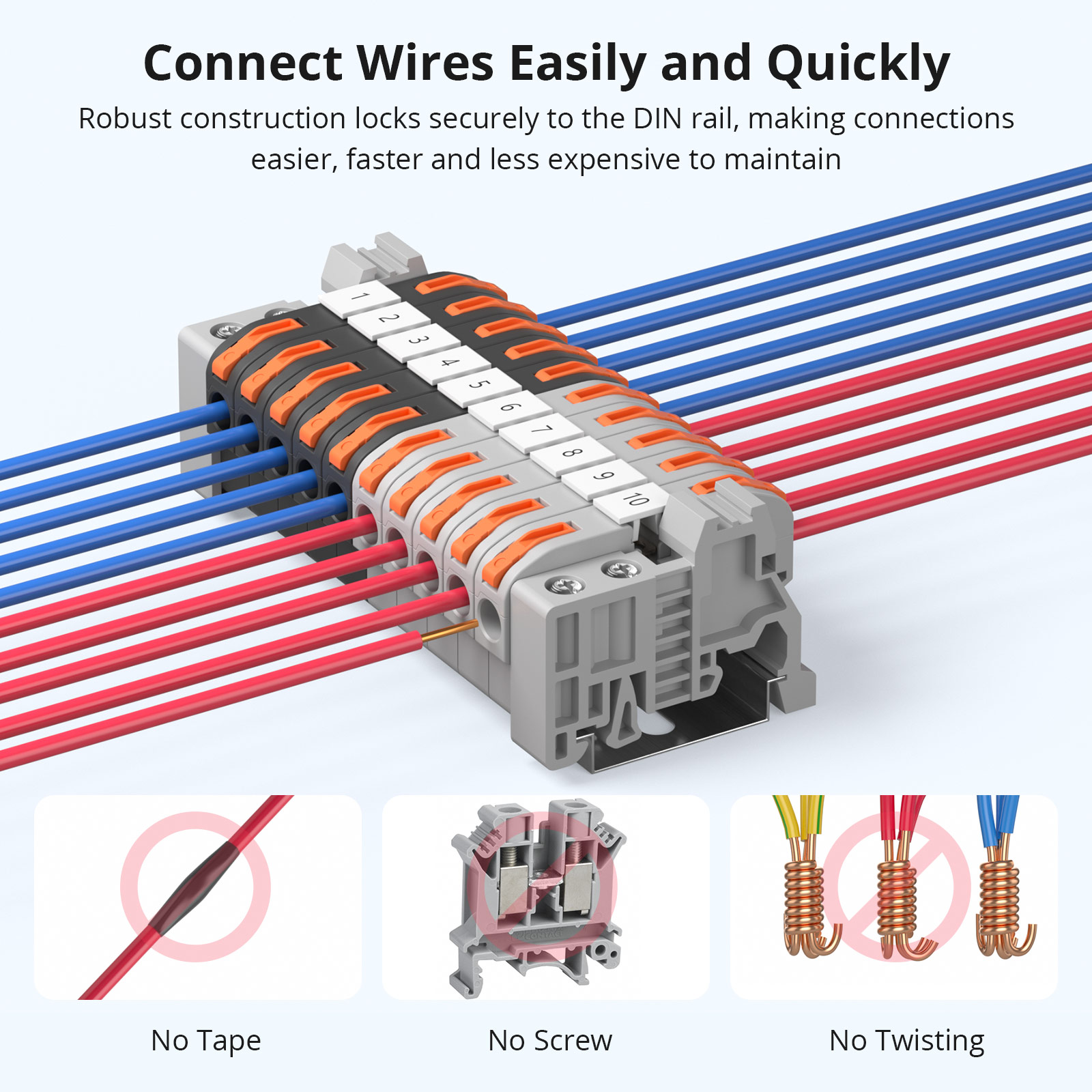 SONOFF Din Rail Wire Connector 211/ D1-1/ D1-2 Universal Compact Wiring ...