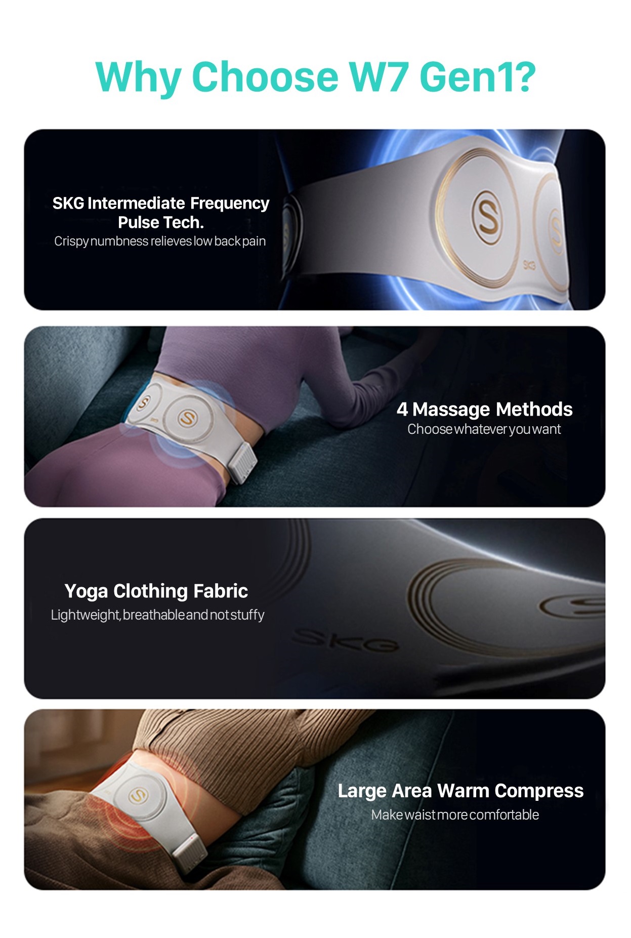 SKG W7 Premium Waist Massager Waist Belt Massage | Hot Compress | Lightweight W7/K3/K5 | Shopee ...