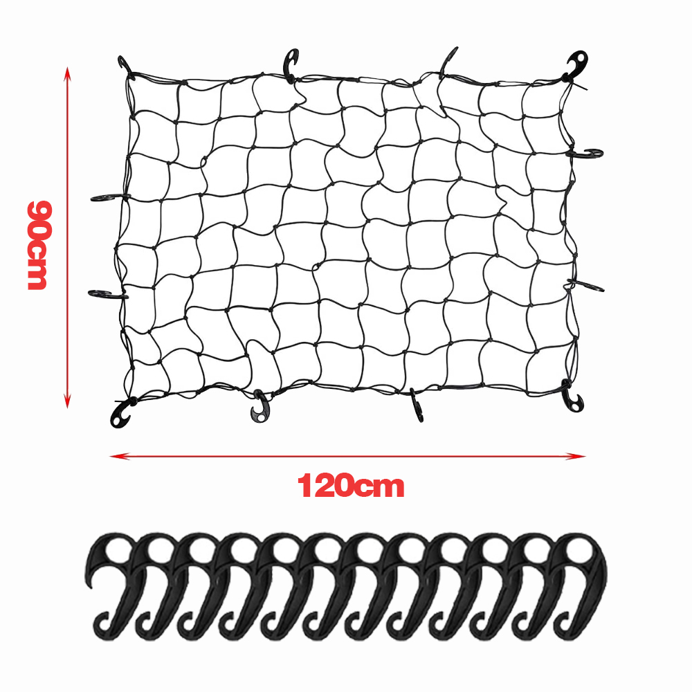 4x4 Cargo Net Bungee Cord Car Cargo Net with 12pcs Adjustable Hooks ...