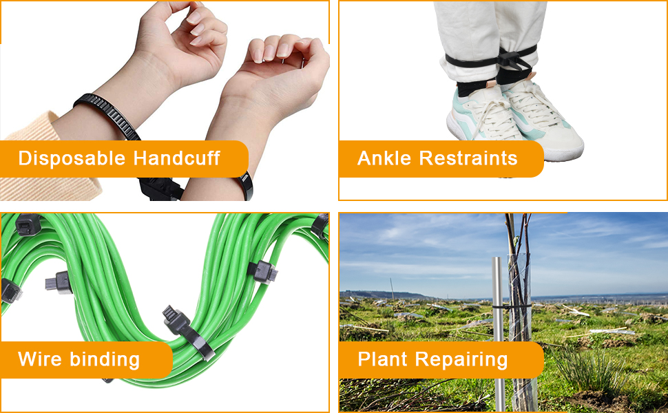 Zip Tie Handcuffs, plastic handcuffs Nylon Cable Ties Police Double Zip ...