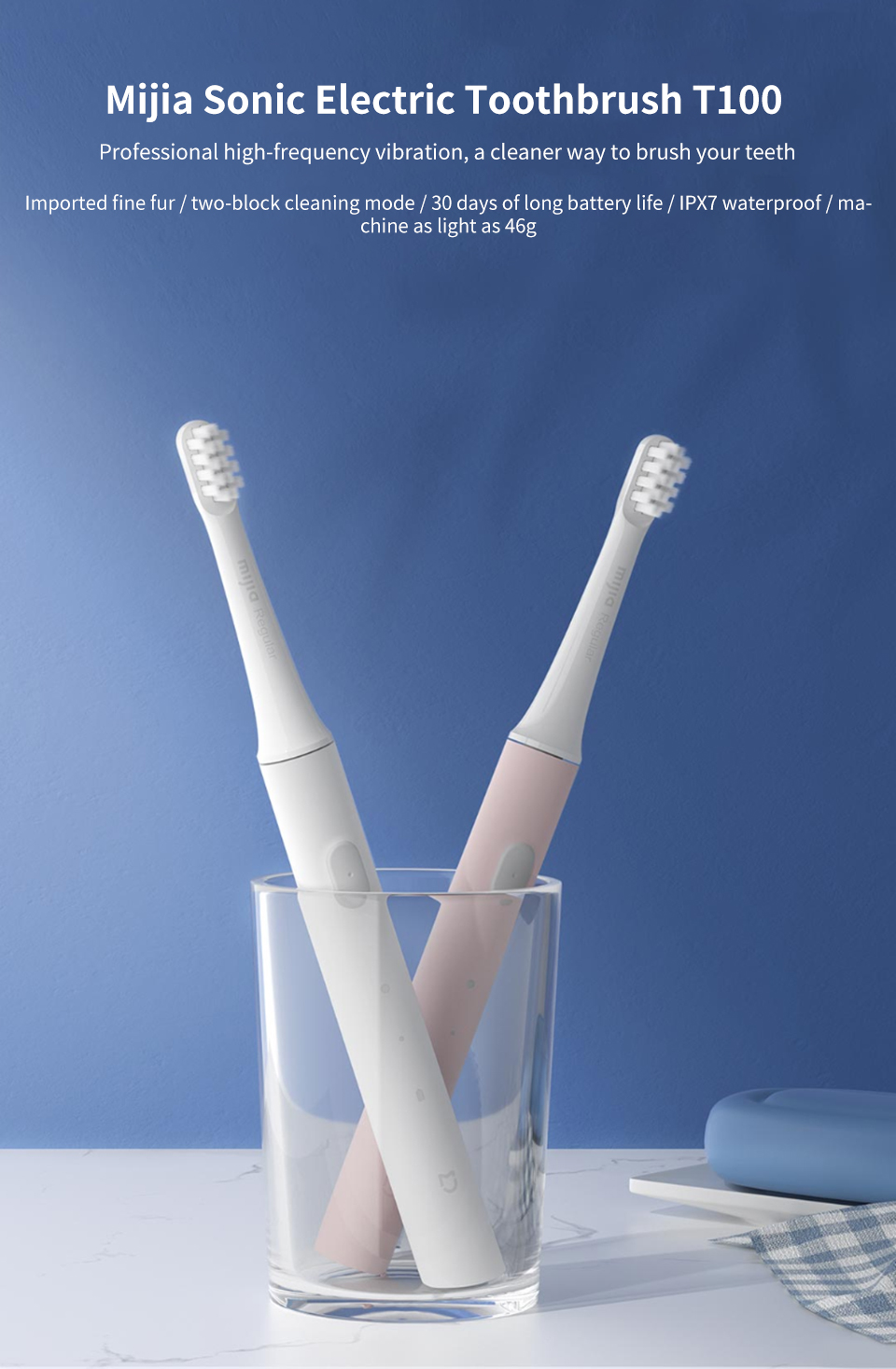 Xiaomi Mijia Sonic Electric Toothbrush Adult Mi T100 Tooth Brush Healthy Colorful Rechargeable ...