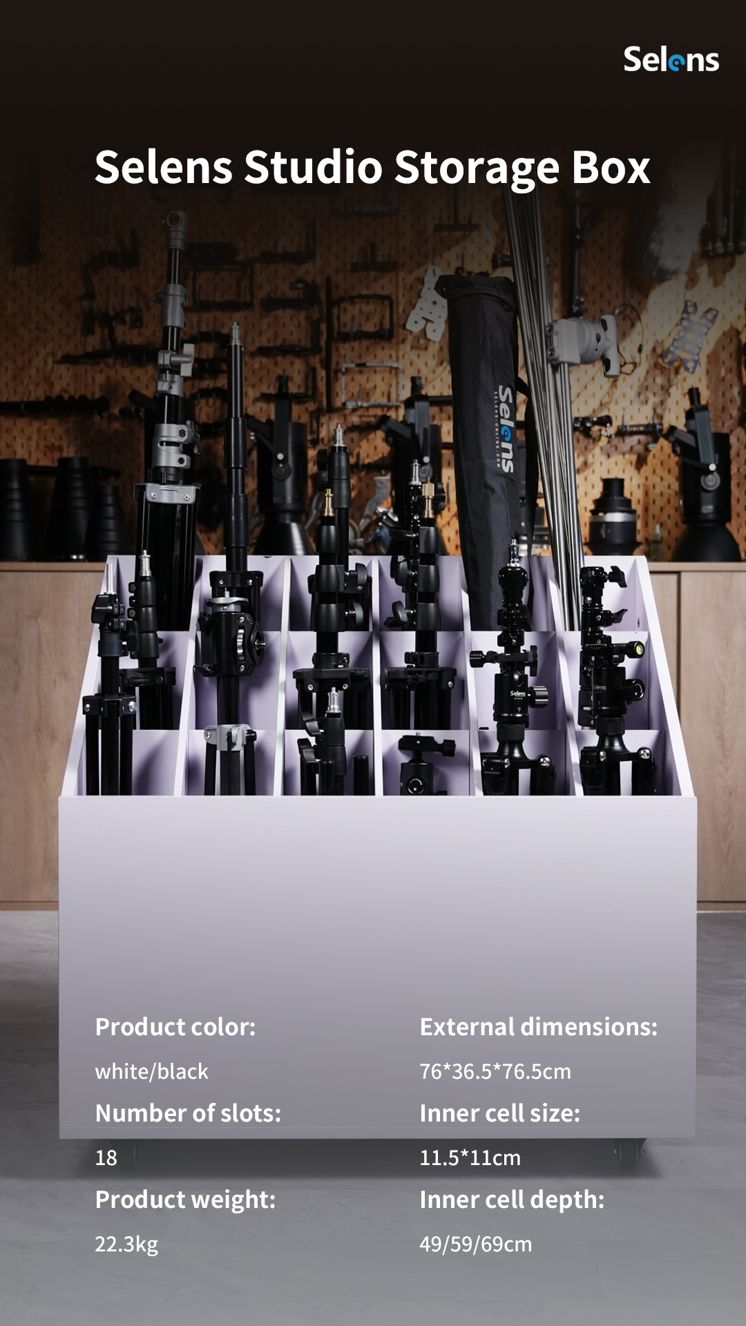 Selens Studio Storage Box Case for Tripods, Stands, Backdrop and ...