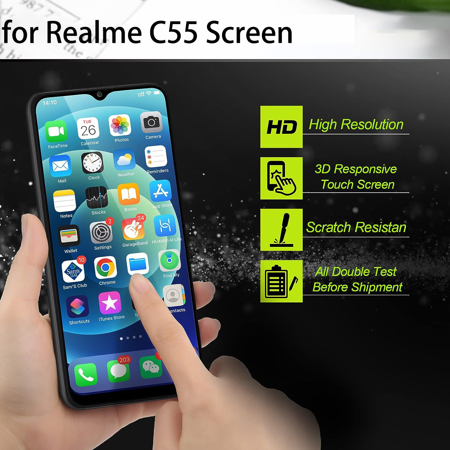 For Realme C55 RMX3710 LCD Display Touch Screen Glass Digitizer Assembly Replacement LCD Screen ...