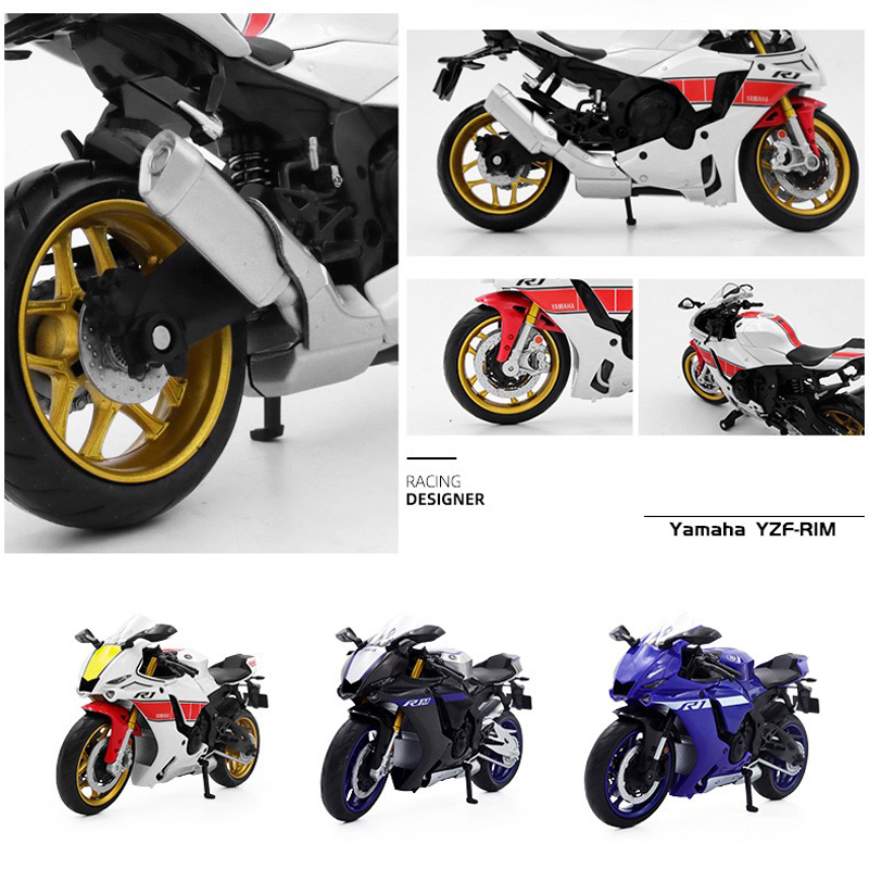 【RUM】1:12 Scale Yamaha YZF R1M Alloy Motorcycle Model Light & Sound ...