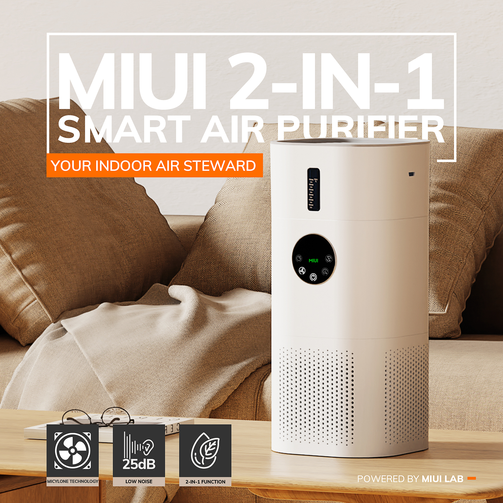 【Free Shipping】MIUI 2 in 1 Smart Air Purifier with Humidifier Silent PM2.5 for Pet Fur Smoke ...