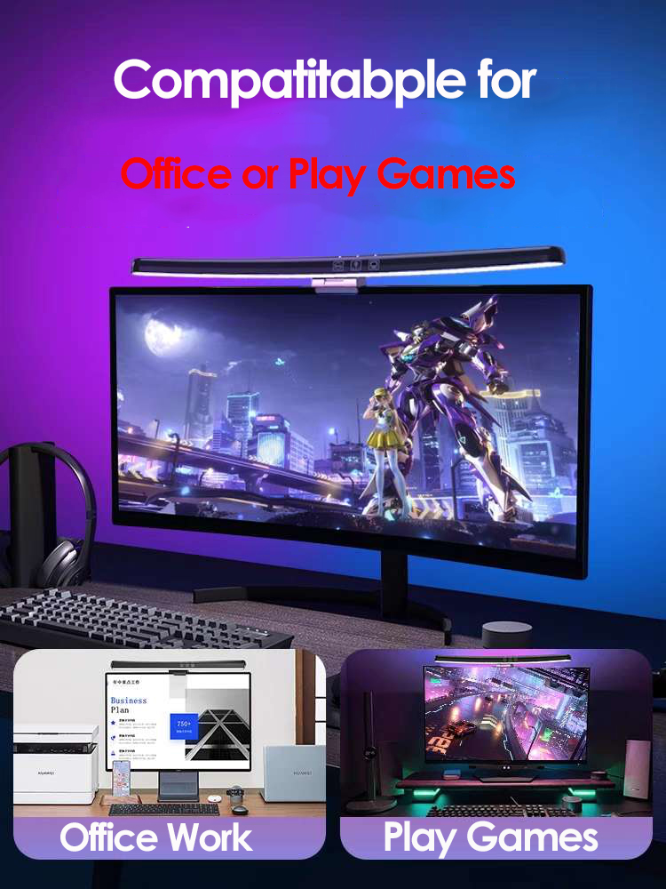 RGB Led Monitor Light Bar Dimmable Lampu Monitor Screenbar Desk Lamp ...