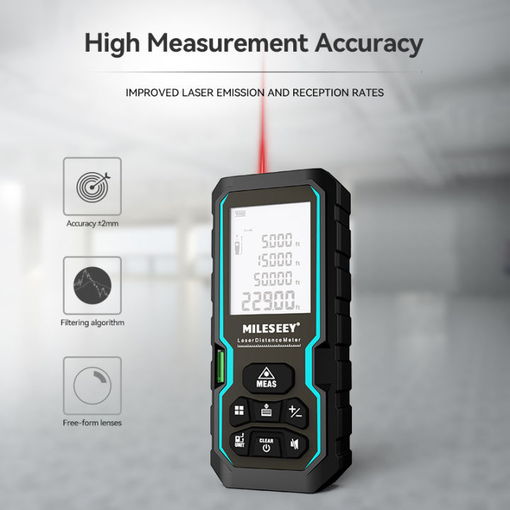 MILESEEY 100M Laser Rangefinder Smart Digital Measurement Tool Range ...