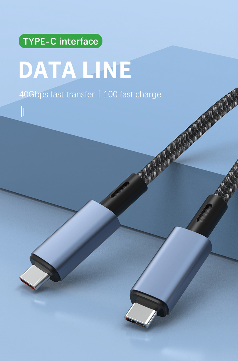 Type C Cable To Type C 40Gbps Data Transfer 8K 60HZ Display Nylon Braided USB4 240W Fast ...