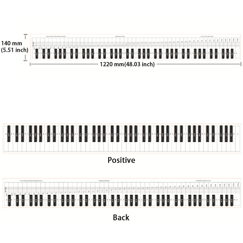 88-key piano keyboard practice paper comparison table Standard 1:1 ...