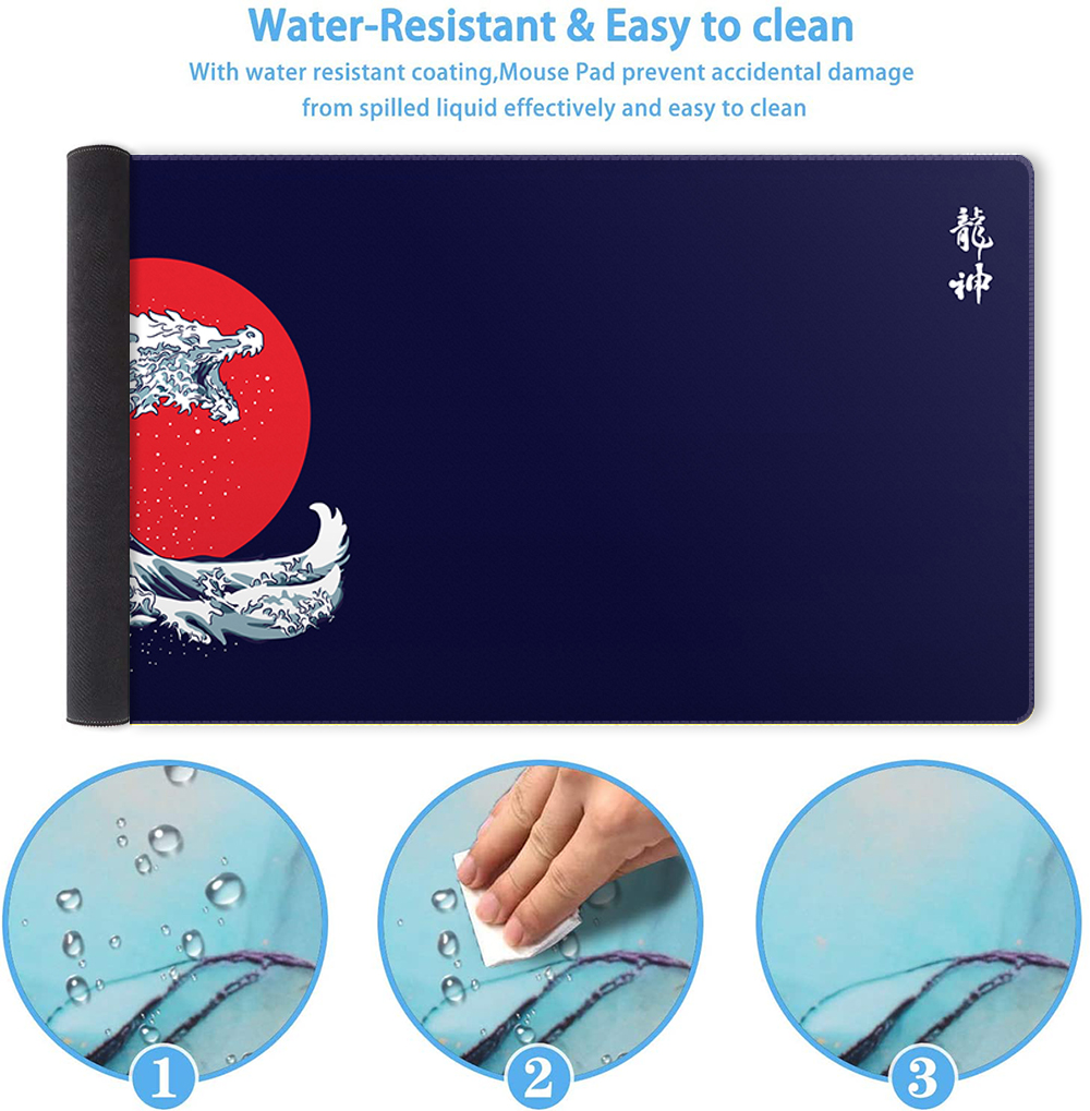 Japanese Giant Wave Mousepad Black Great Wave Custom Printed Large ...