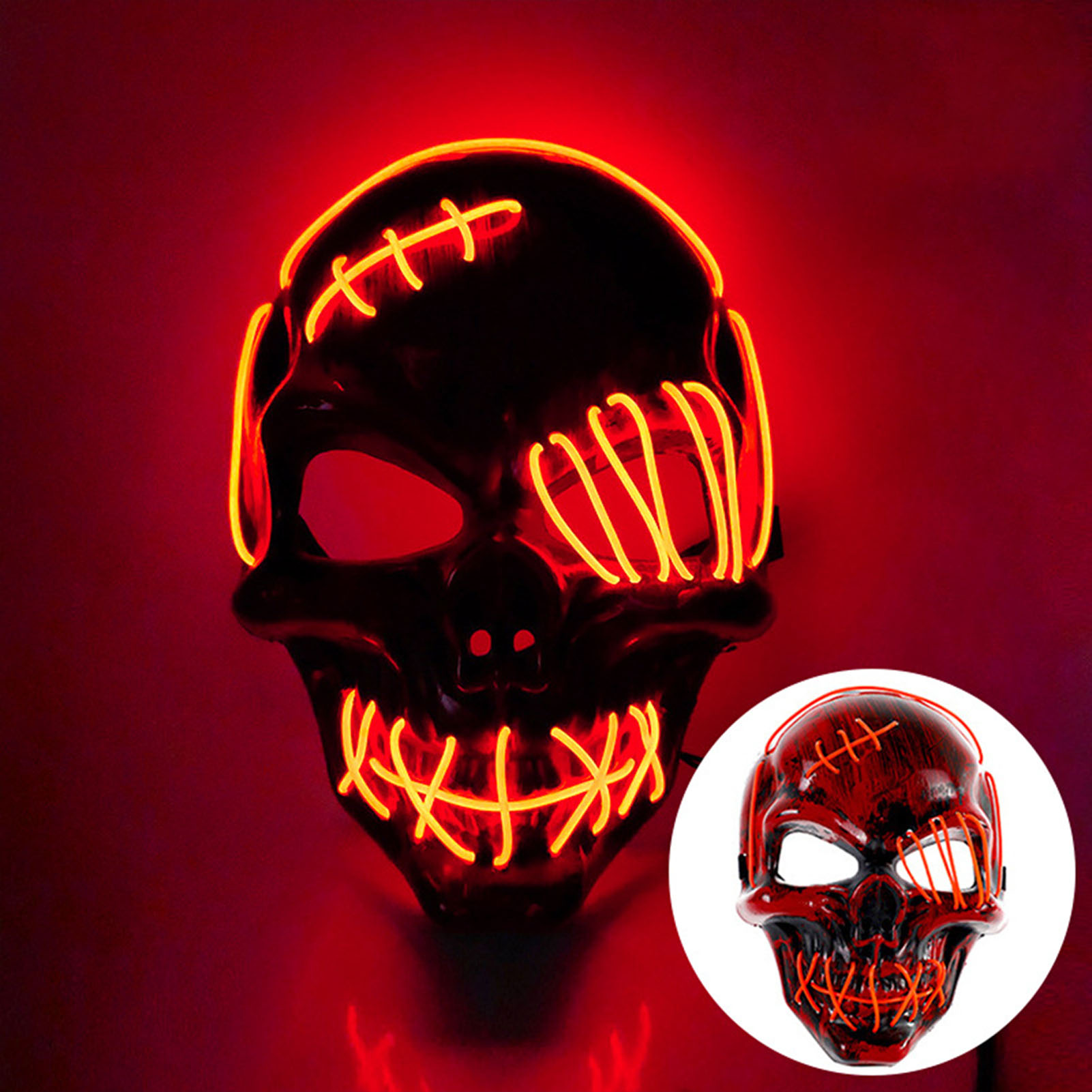 Neon Light Up Masquerade Halloween LED Light Up Horror Mask | Shopee ...