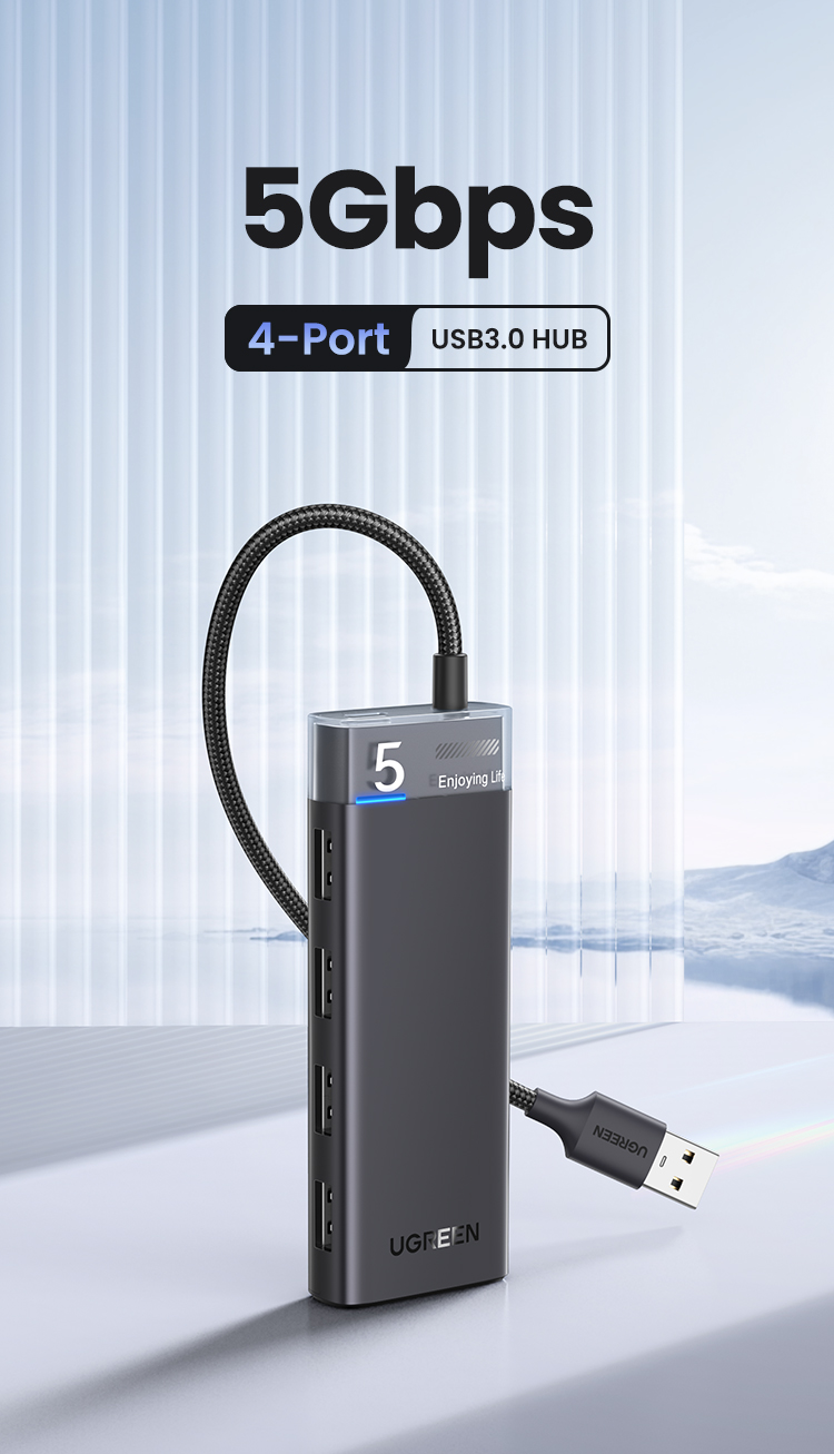 UGREEN 4-Port USB-A 3.0 Hub 5Gbps USB-C Power Suply High Speed USB ...