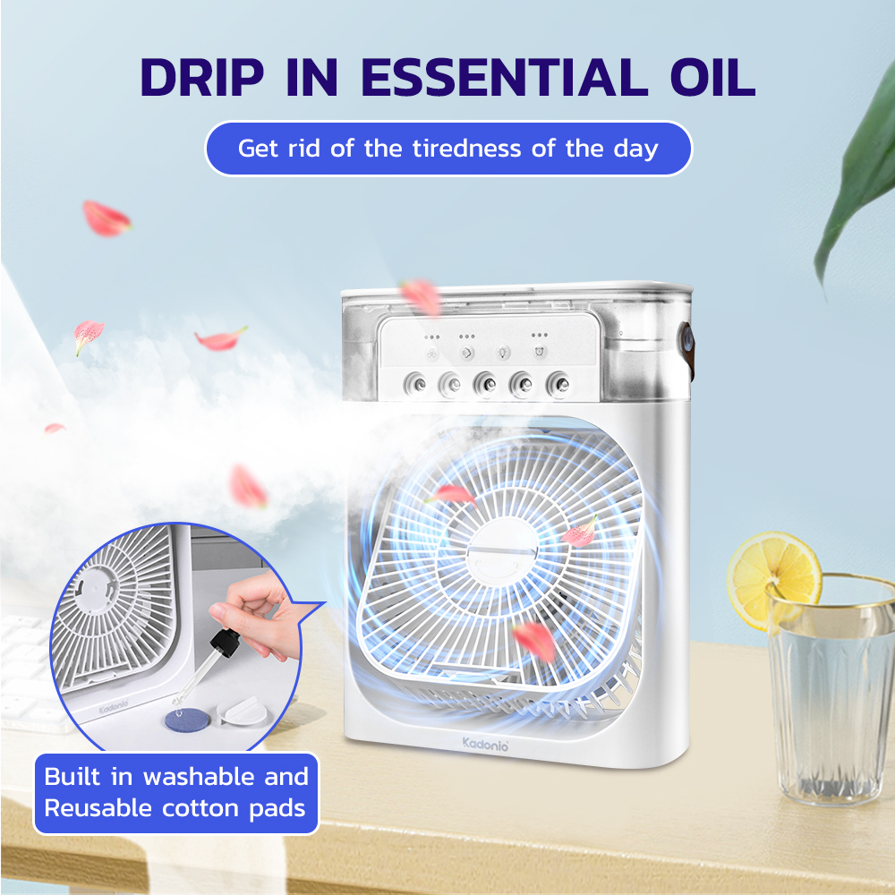 6 Inches Air Conditioner Cooling Fan With 5 Sprays 7 Color Light ...