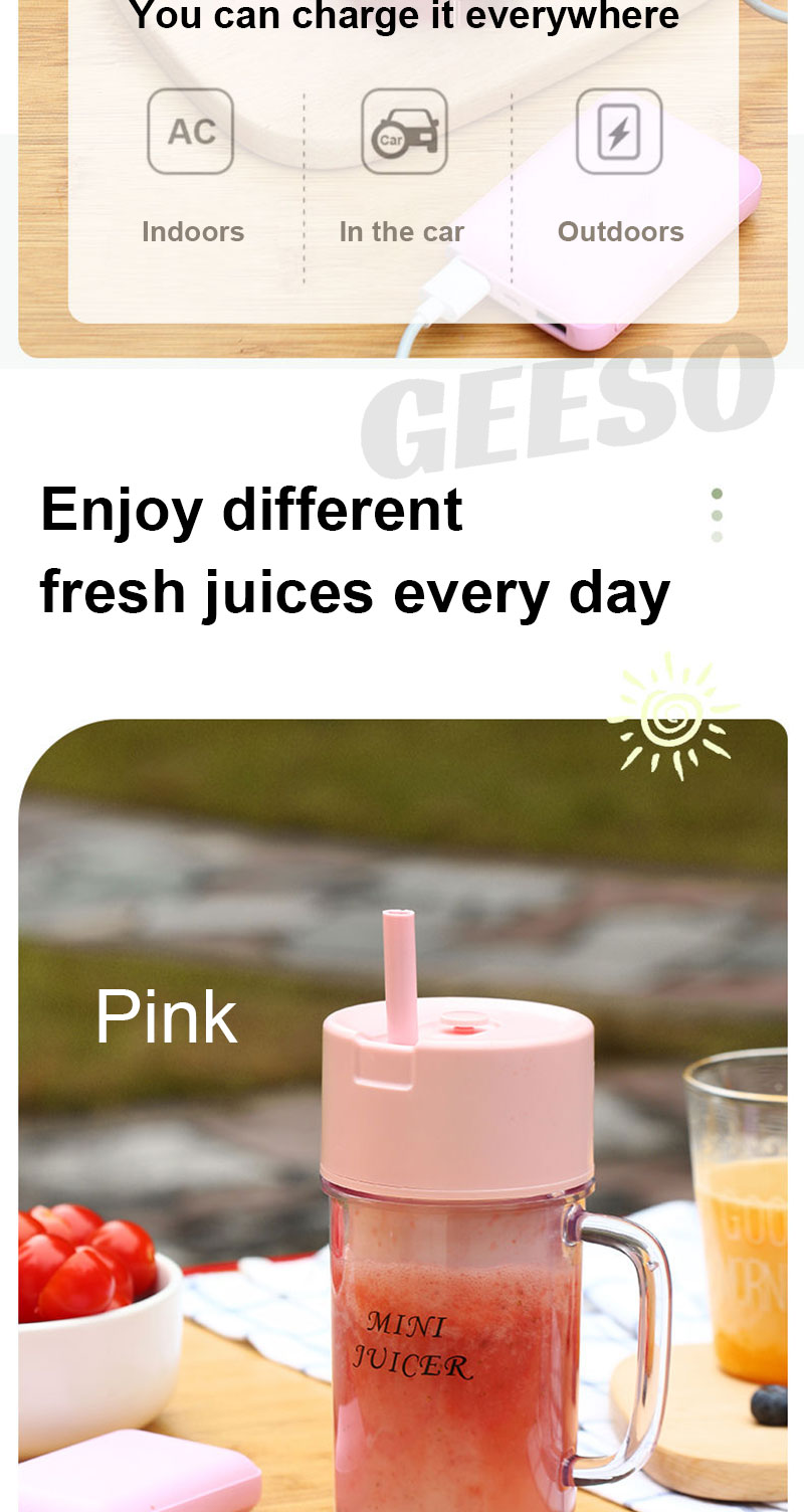 GEESO Juicer Blender Juice Juicer Cup With Straw Portable Juice Blender ...