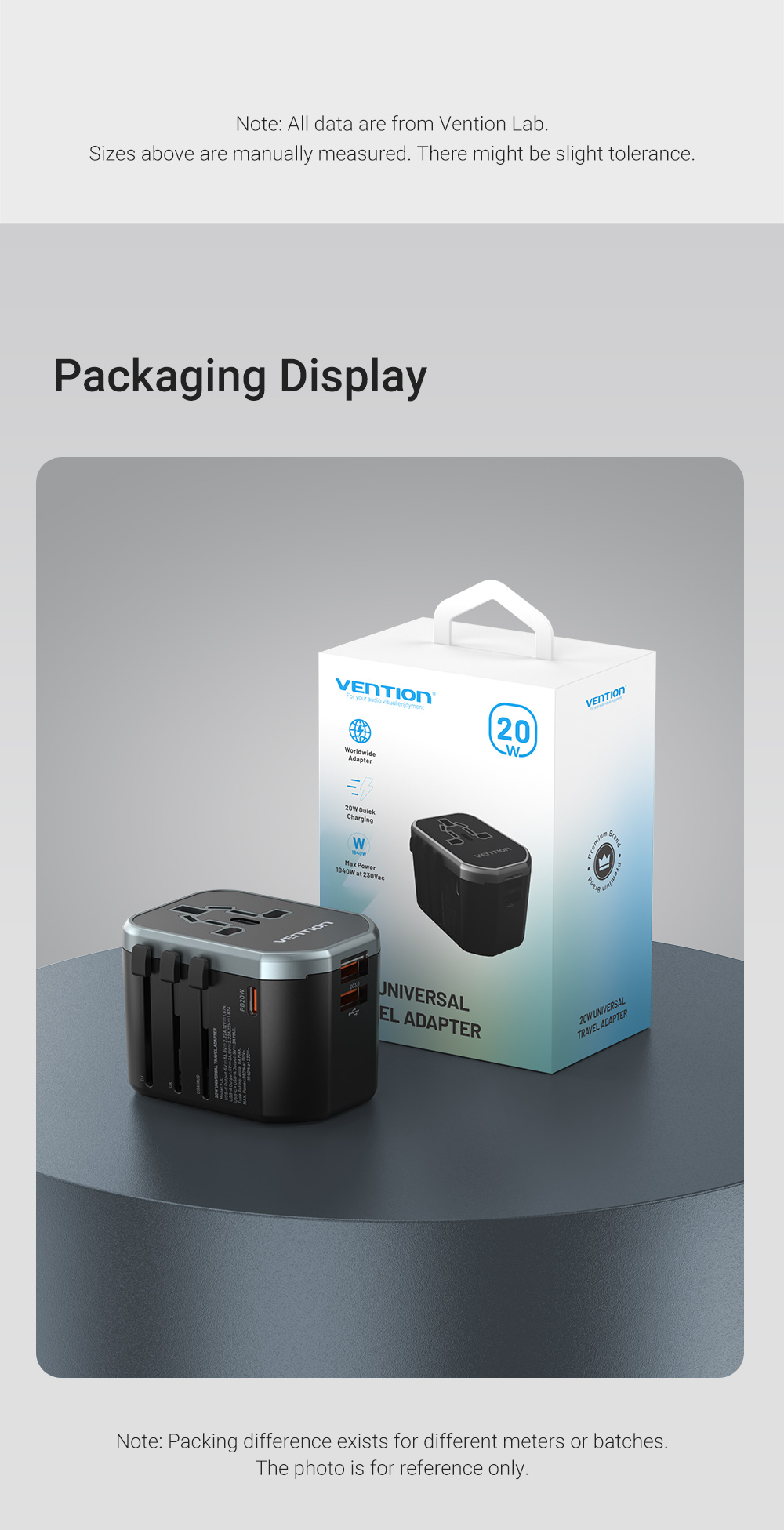 Vention Universal Travel Adapter PD 20W All in One Worldwide Travel Adapter Wall Charger AC ...