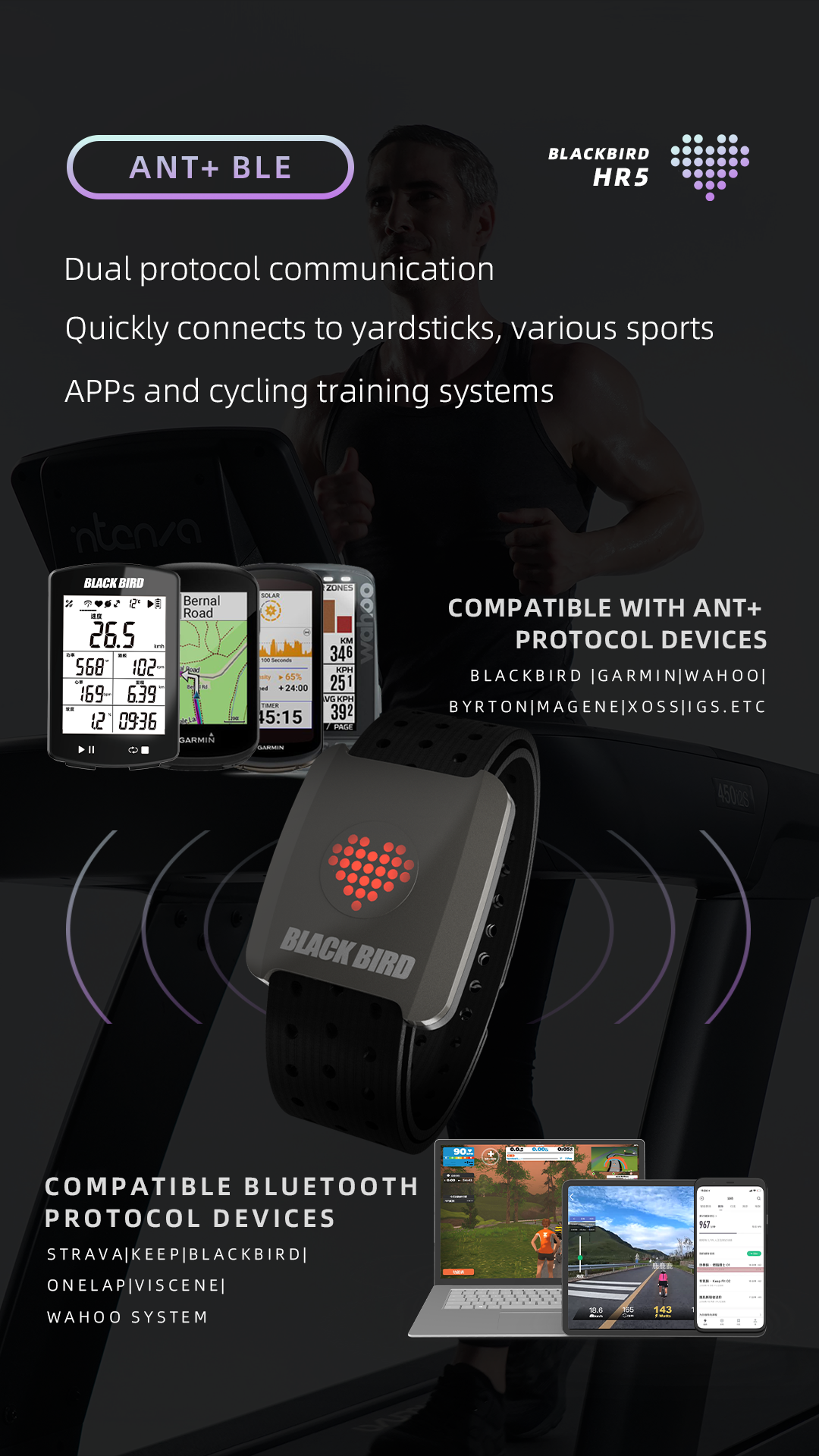 BLACKBIRD HR5 Heart Rate Monitor Arm Band Arm Hand Strap Sensor ANT+ ...