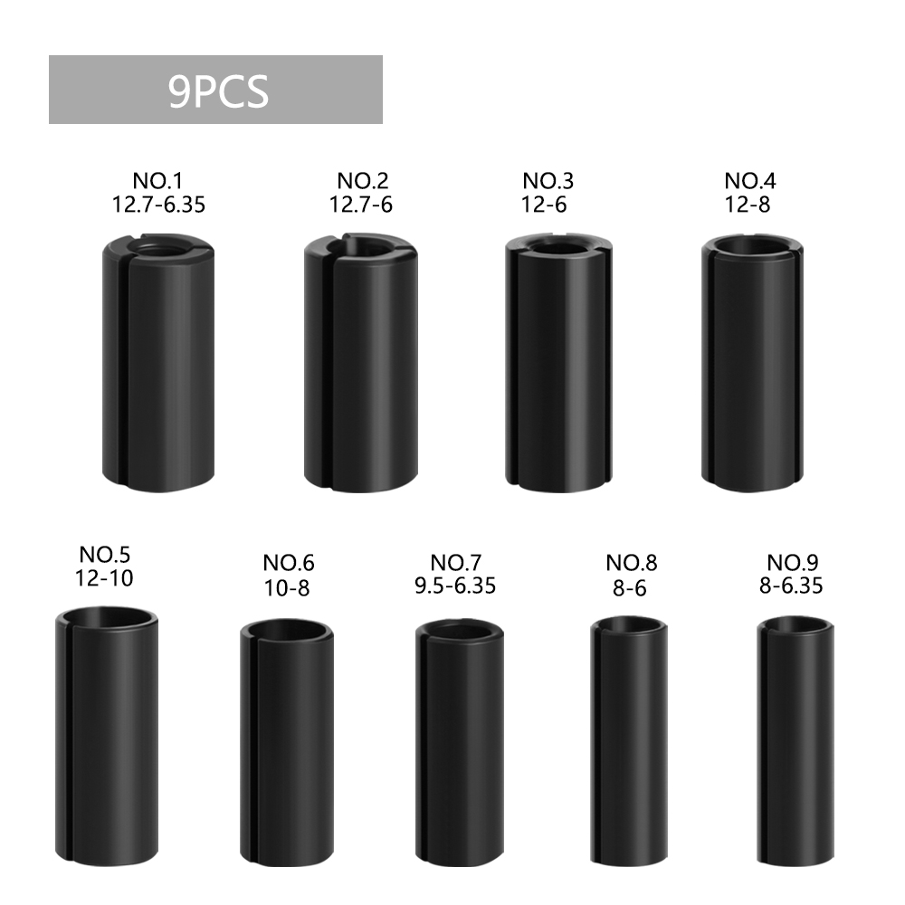 LAVIE 9pc CNC Router Bit High Precision Adapter Collet Milling Cutter ...