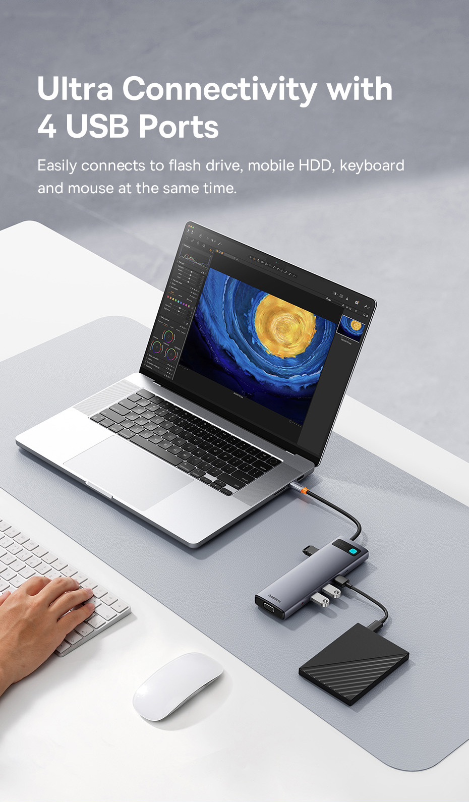 Baseus Metal 11 in 1 USB C HUB 4K@60Hz HDMI VGA Gigabit Ethernet Port ...