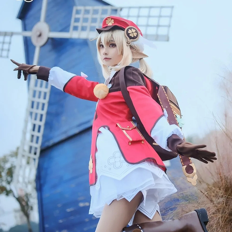 Genshin Impact Cosplay Klee Cosplay Costume Backpack Wigs Shoes Loli ...