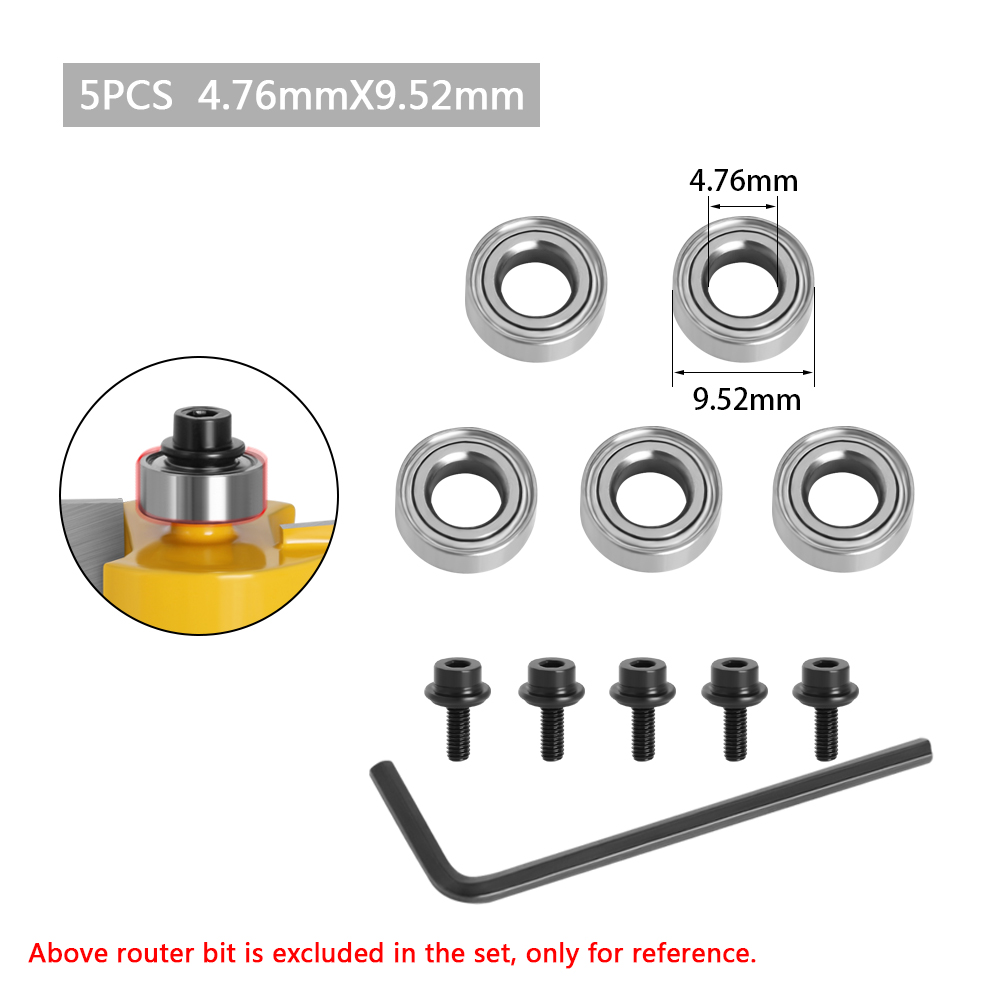 LAVIE Durable Steel Bearings Accessories Kit Fits for Router bits Heads ...