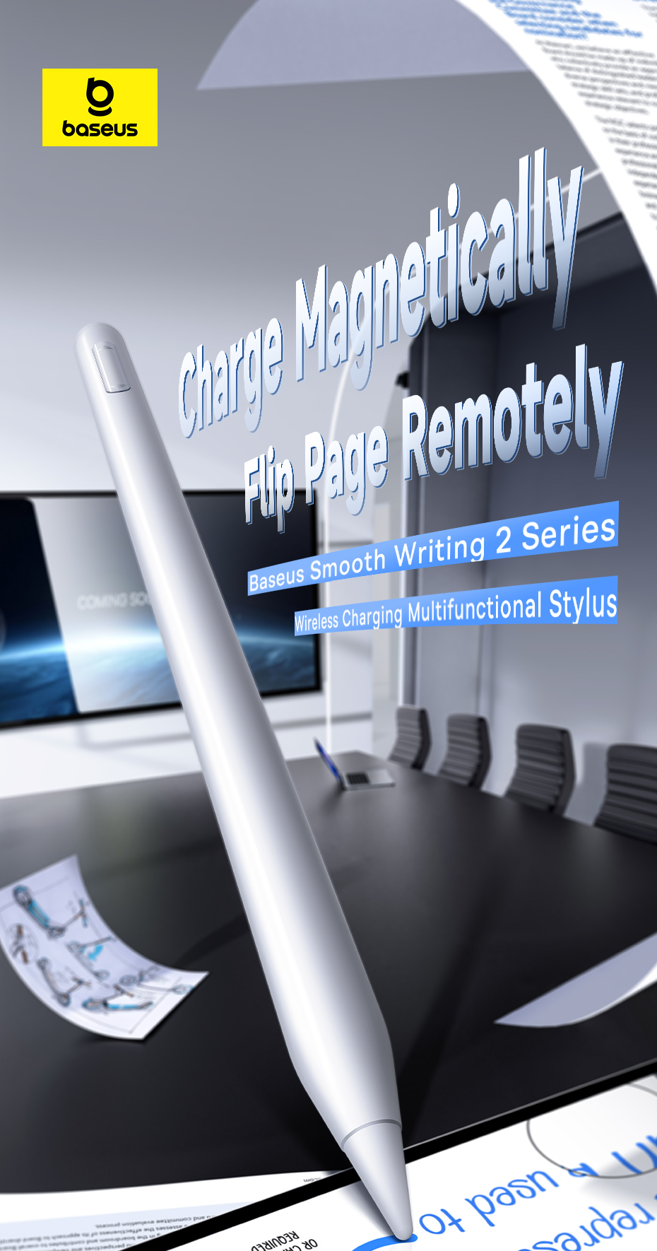 Baseus Wireless Charging Stylus Gen3 with Remote Page-Flipping Palm ...