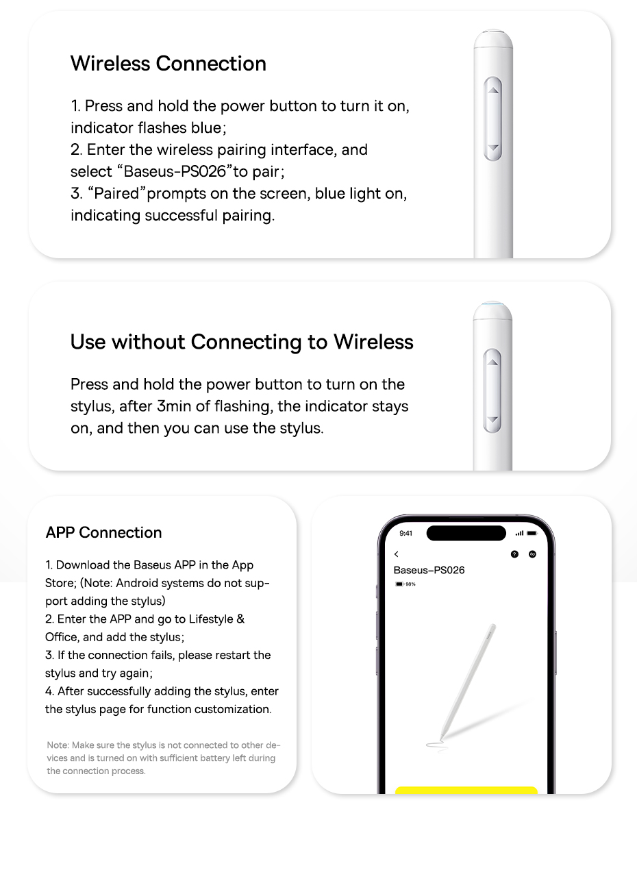 Baseus Wireless Charging Stylus Gen3 with Remote Page-Flipping Palm ...
