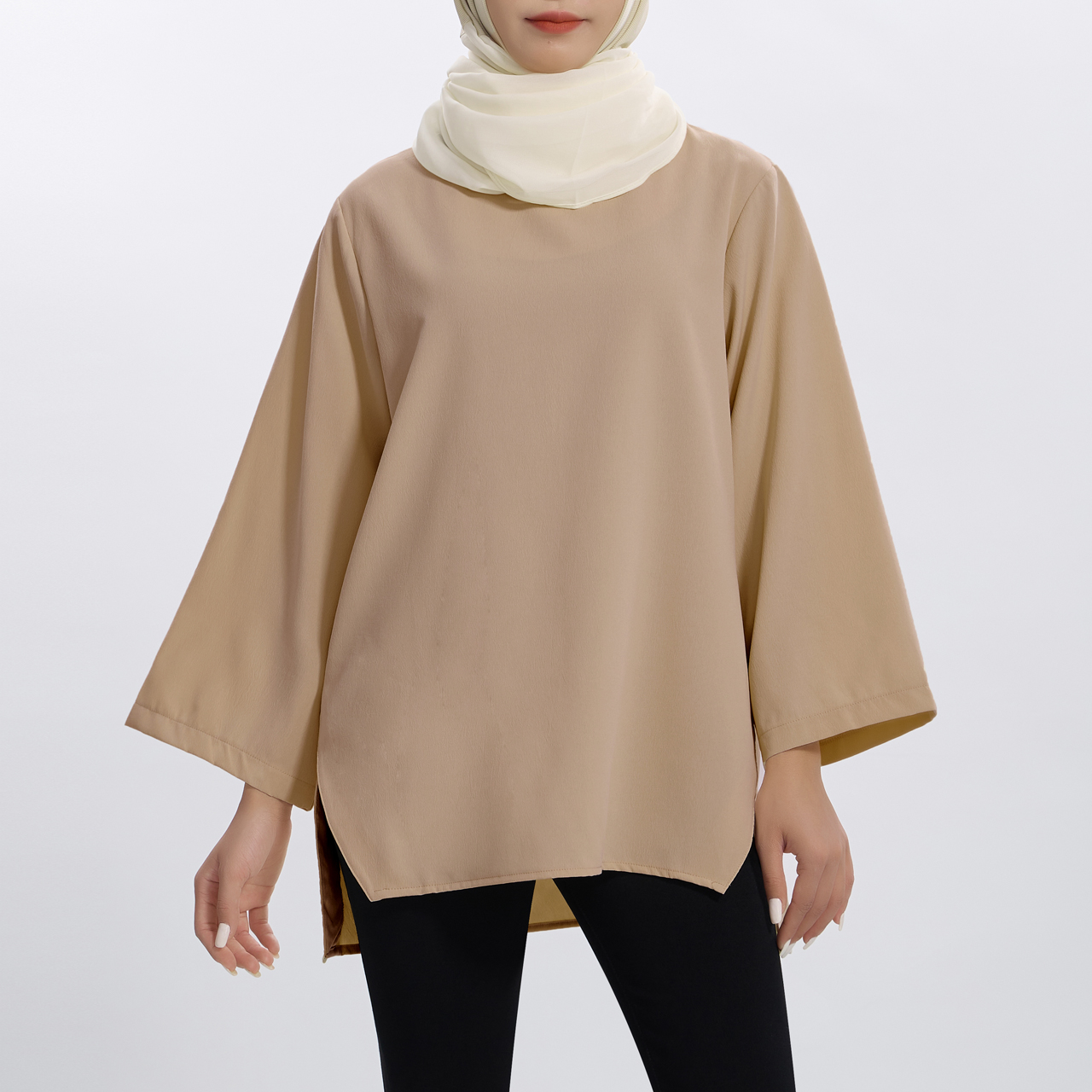 Blouse Women Round Neck Long Sleeved Casual Baggy Shirt | Shopee Malaysia