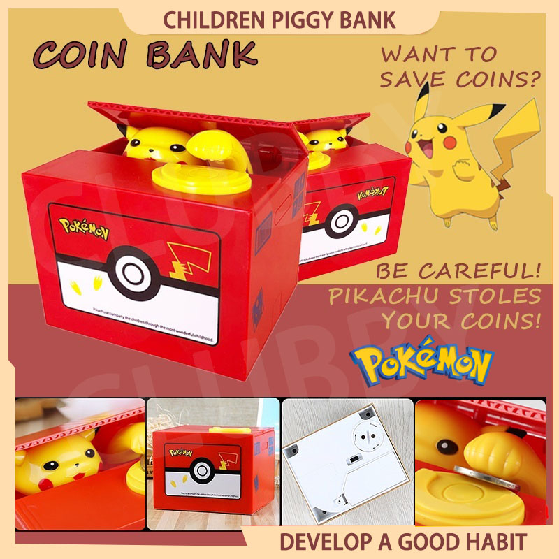 Pokémon Piggy Bank Cute Pikachu Cartoon Coin Box Children Money Saving ...