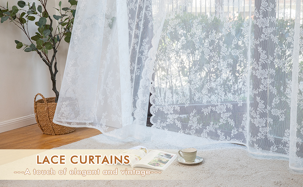 Langsir Tulle Lace Sheer Putih - 2/3 Panel untuk Pintu Gelongsor ...