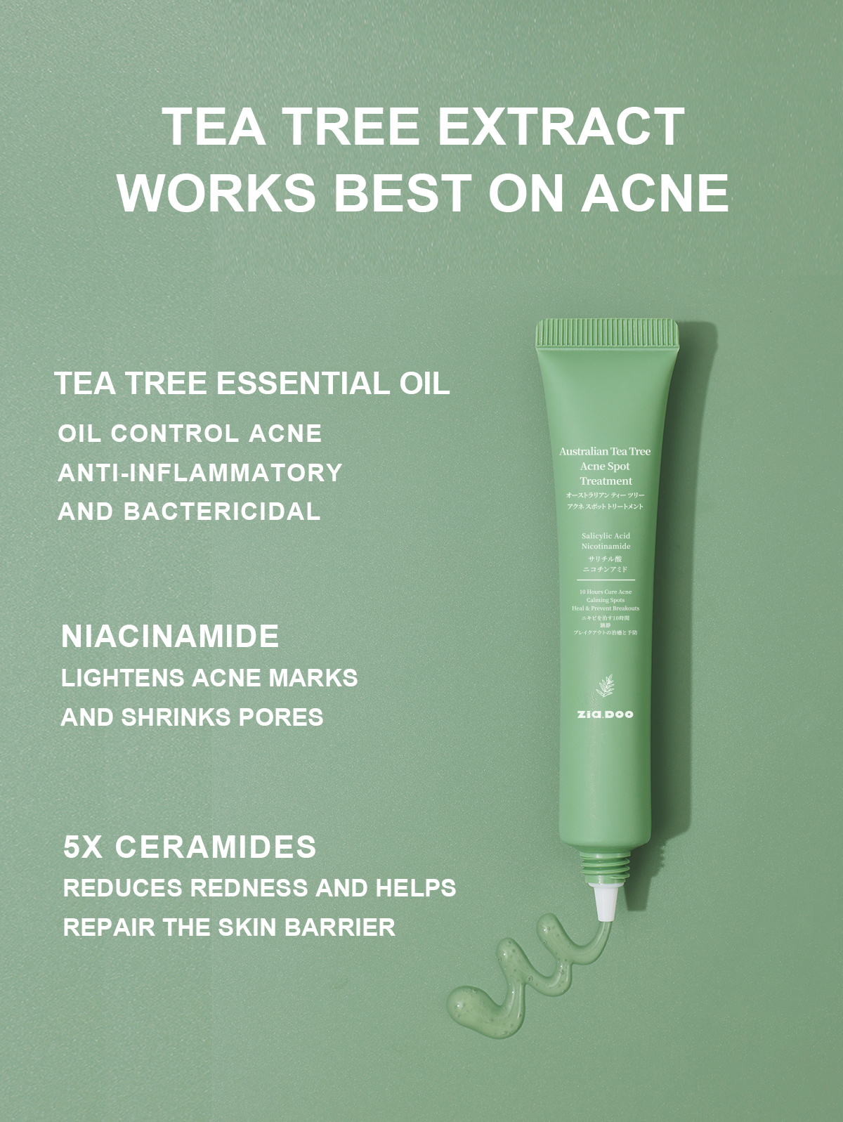 ZIA.DOO Australian Tea Tree Acne Spot Pimple Treatment Reduce Redness ...