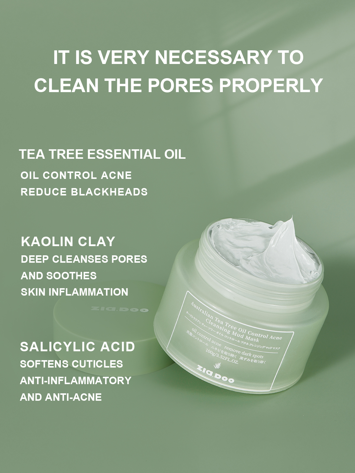 ZIA.DOO Australian Tea Tree Oil-Control Acne Remove Blackhead Pore ...
