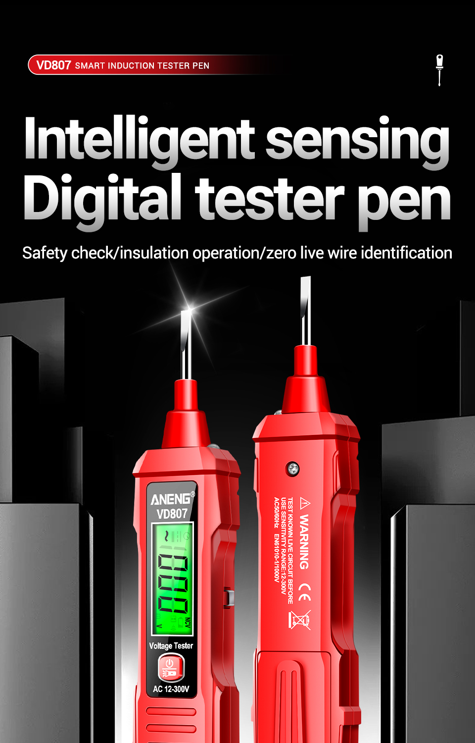 ANENG VD807 Smart Induction Tester Pen AC 12-300V Voltage Tester NCV ...